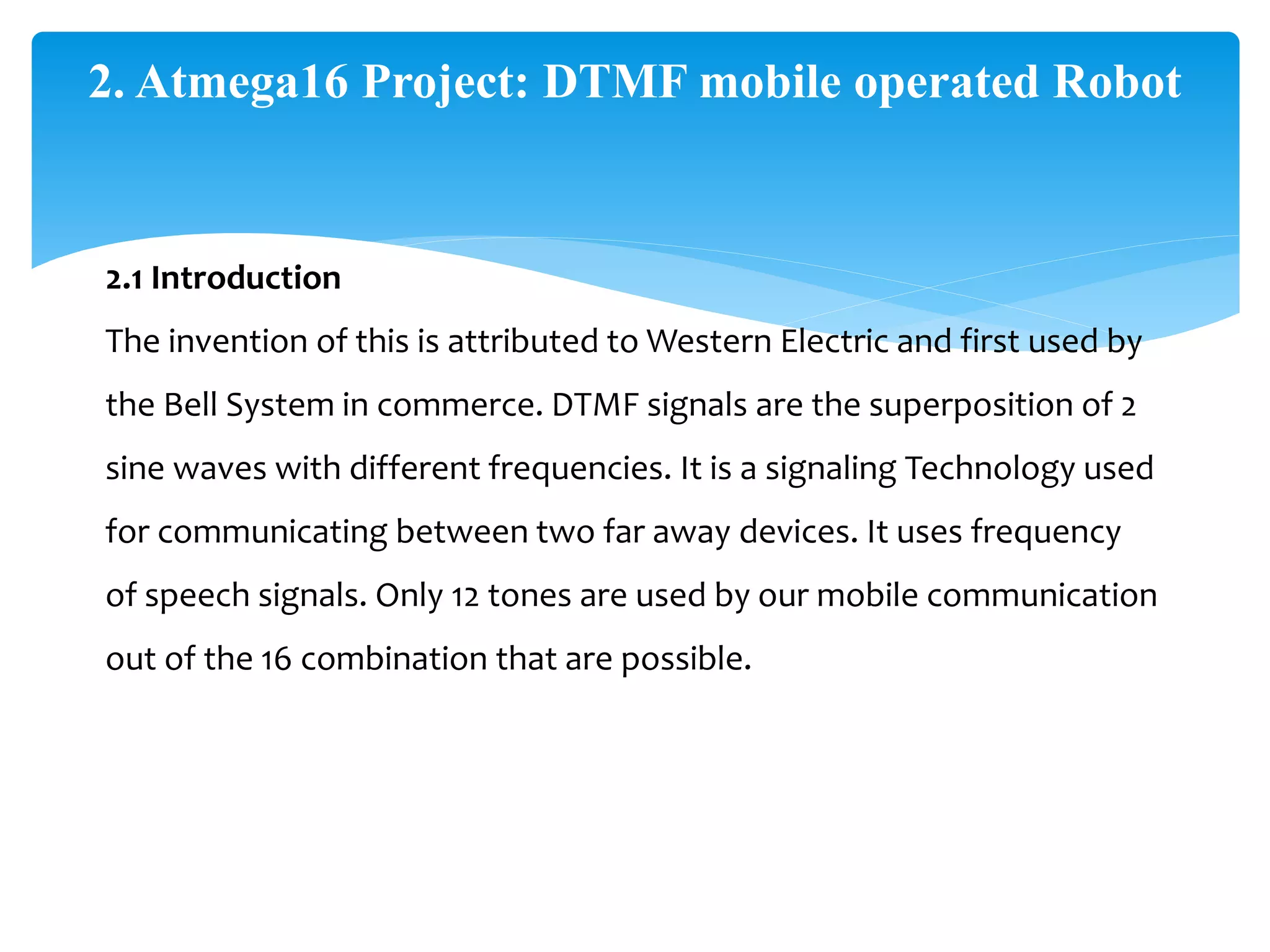 Dtmf Mobile Operated Robot Using Atmega16 Ppt