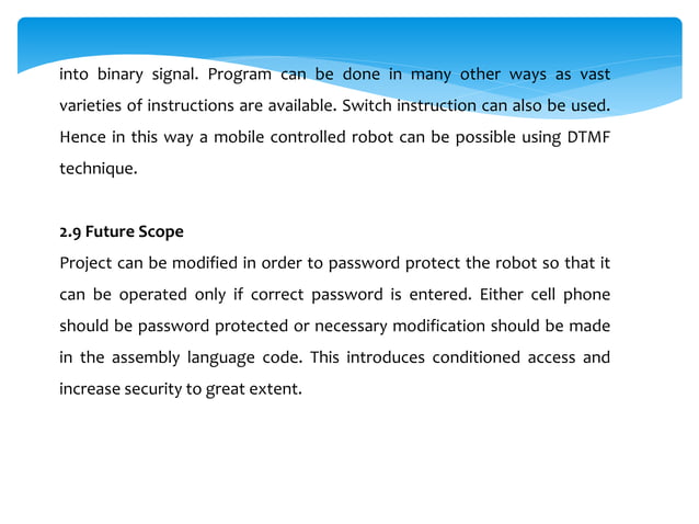 DTMF Mobile Operated Robot using Atmega16 | PPT