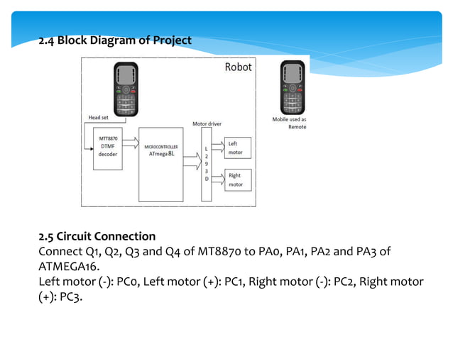 DTMF Mobile Operated Robot using Atmega16 | PPT