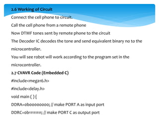 DTMF Mobile Operated Robot using Atmega16 | PPT