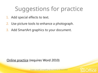 Training Presentation - Create visually compelling documents in Word ...