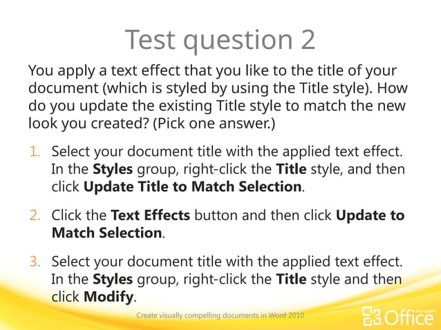 Training Presentation - Create visually compelling documents in Word ...