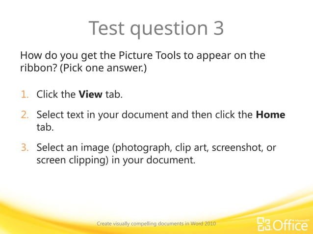 Training Presentation - Create visually compelling documents in Word ...