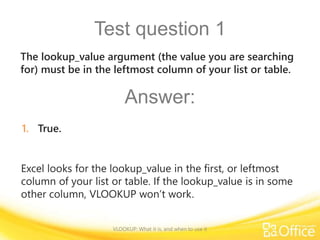 Training presentation vlookup - what it is, and when to use it | PPTX