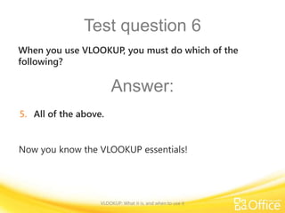Training presentation vlookup - what it is, and when to use it | PPTX