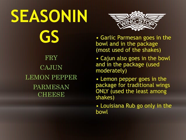 Training Wingstop | PPTX | Cooking | Food & Drink