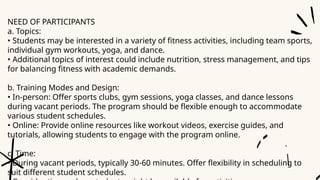 Training Program for Physical Education Students | PPTX