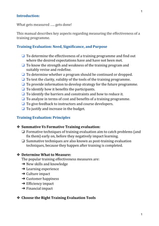 Training program effectiveness a measuring instrument (1) | PDF