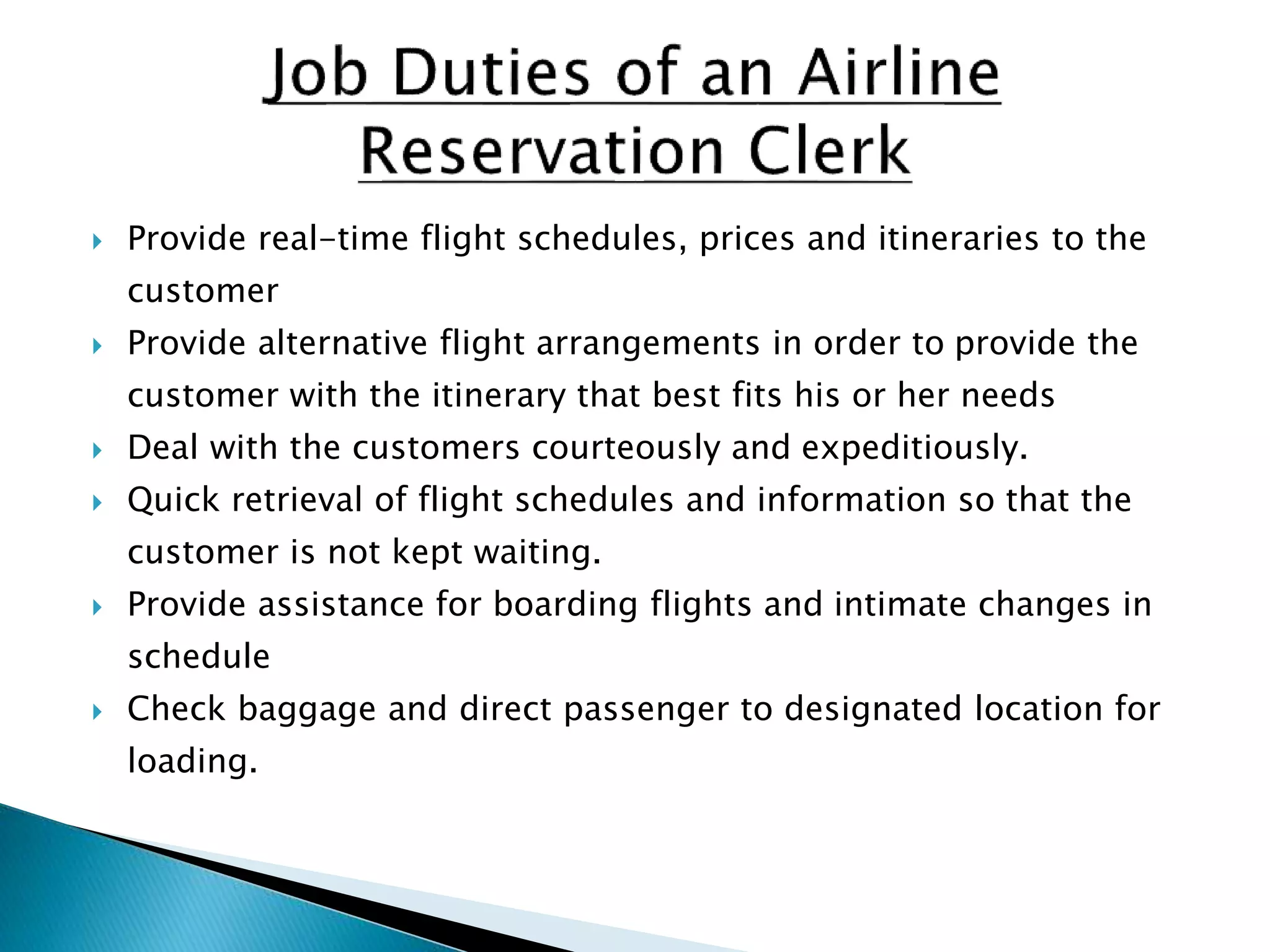 Training program for airline reservation clerk | PPTX