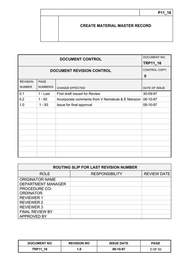 Training Reference Document Template | PDF