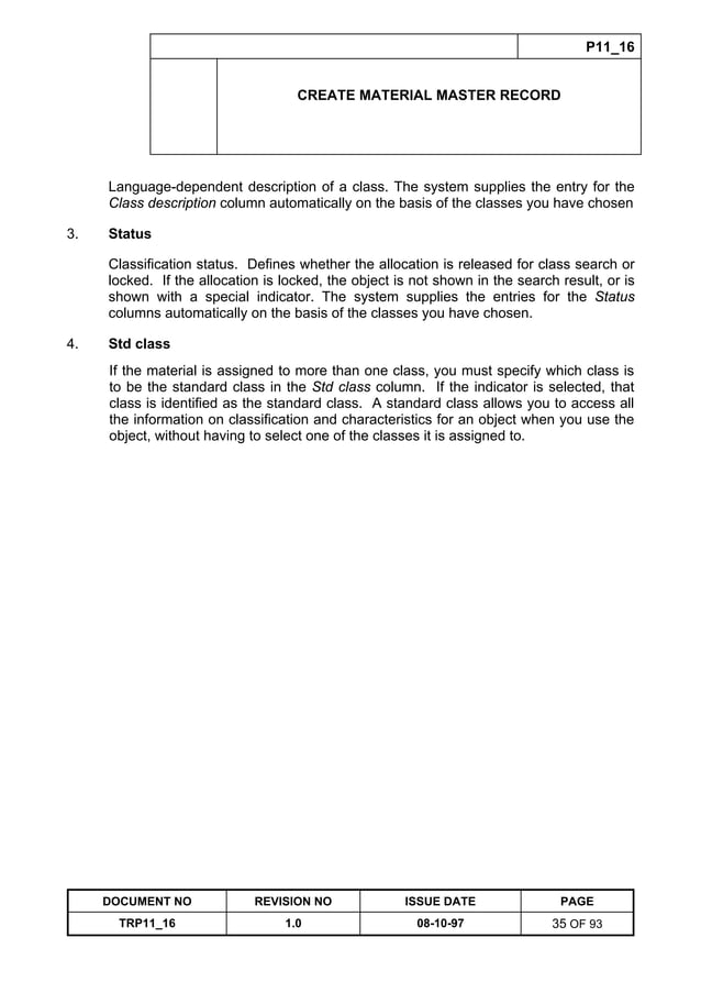 Training Reference Document Template | PDF