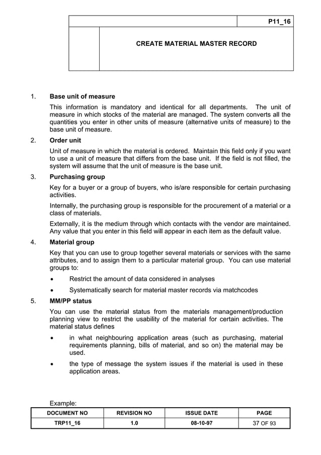 Training Reference Document Template | PDF