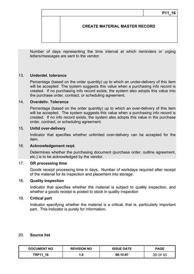 Training Reference Document Template | PDF