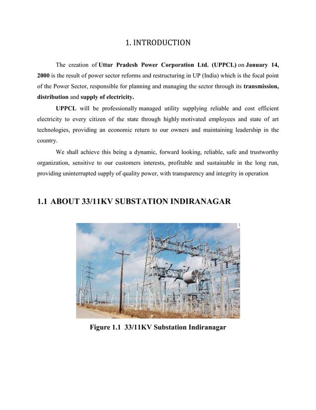 33/11 kV substation (u.p.p.c.l.) | DOCX | Business Utilities | Business