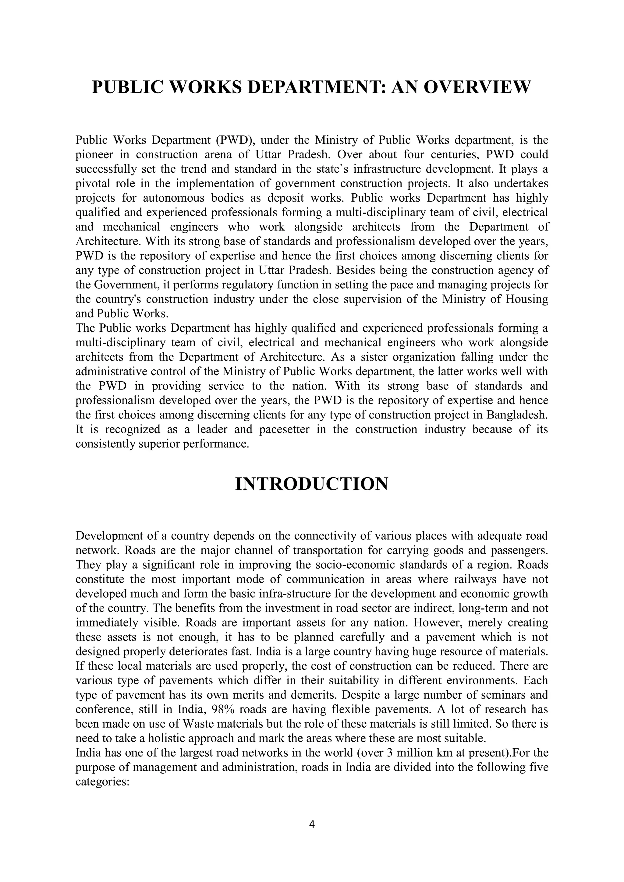 PROJECT REPORT ON ROAD CONSTRUCTION | PDF