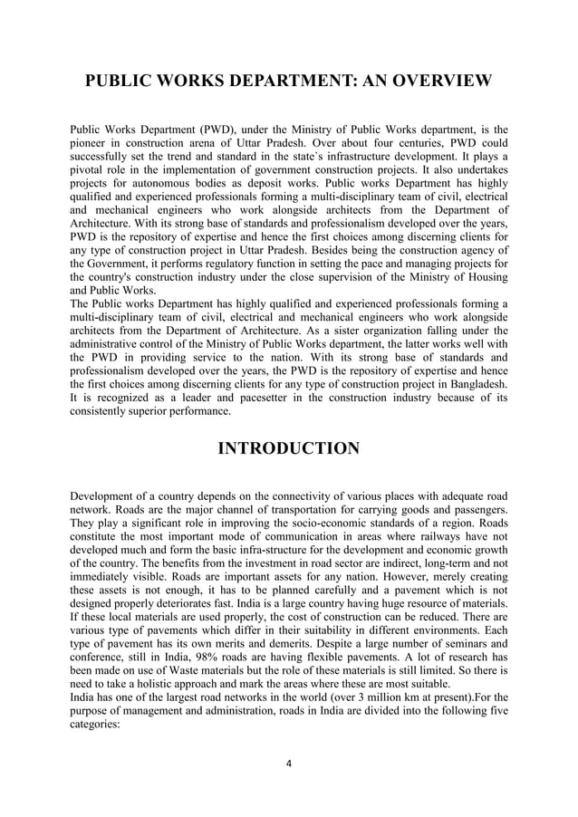 PROJECT REPORT ON ROAD CONSTRUCTION | PDF | Civil Engineering Industry ...