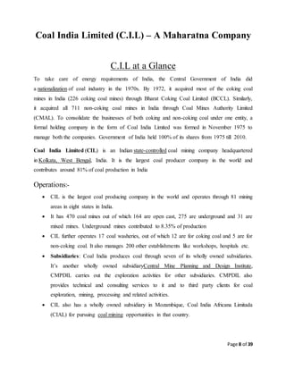 Northern Coalfields Limited Training report on Heavy Earth Moving And ...