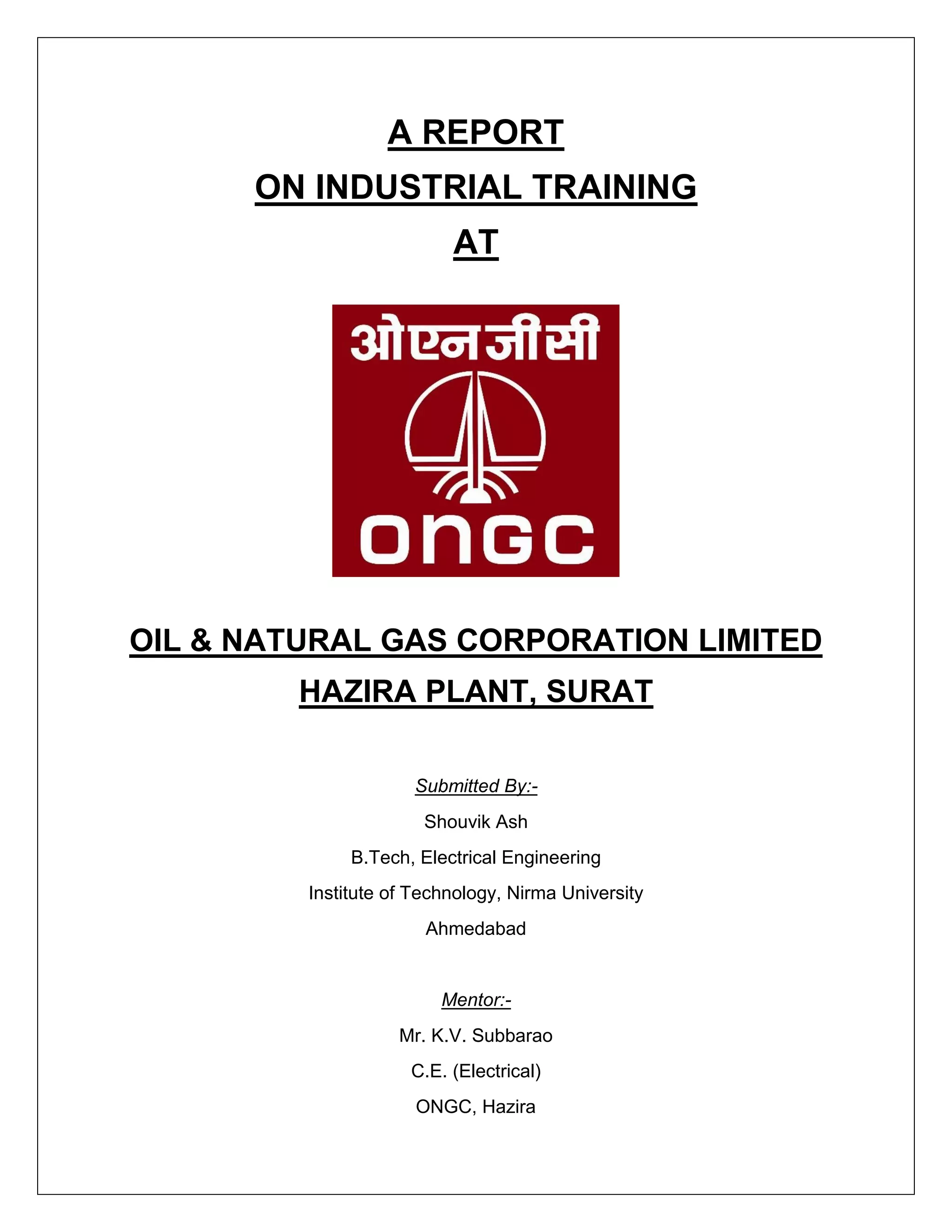 Industrial Training report at ONGC | PDF