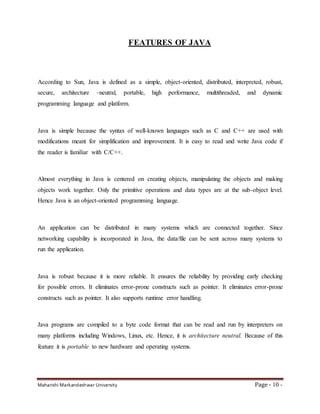 Core Java Training report | DOCX