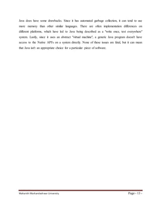 Core Java Training report | DOCX