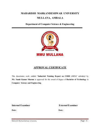 Core Java Training report | DOCX