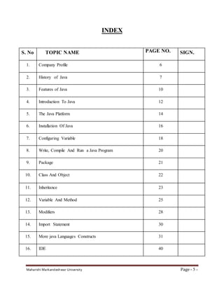 Core Java Training report | DOCX