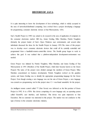 Core Java Training report | DOCX