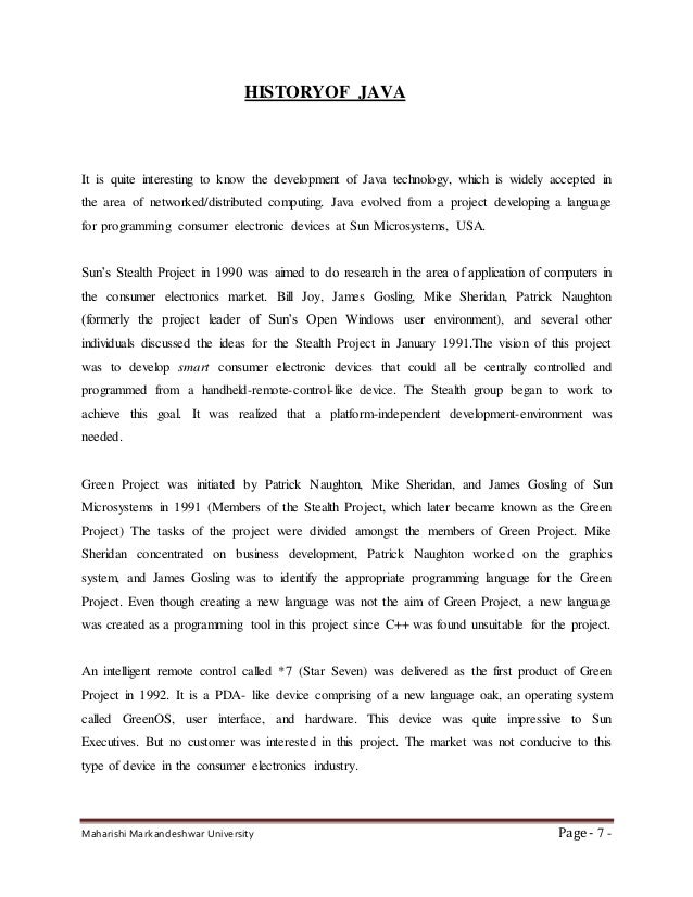 Core Java Training report