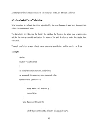 Training report on web developing | PDF