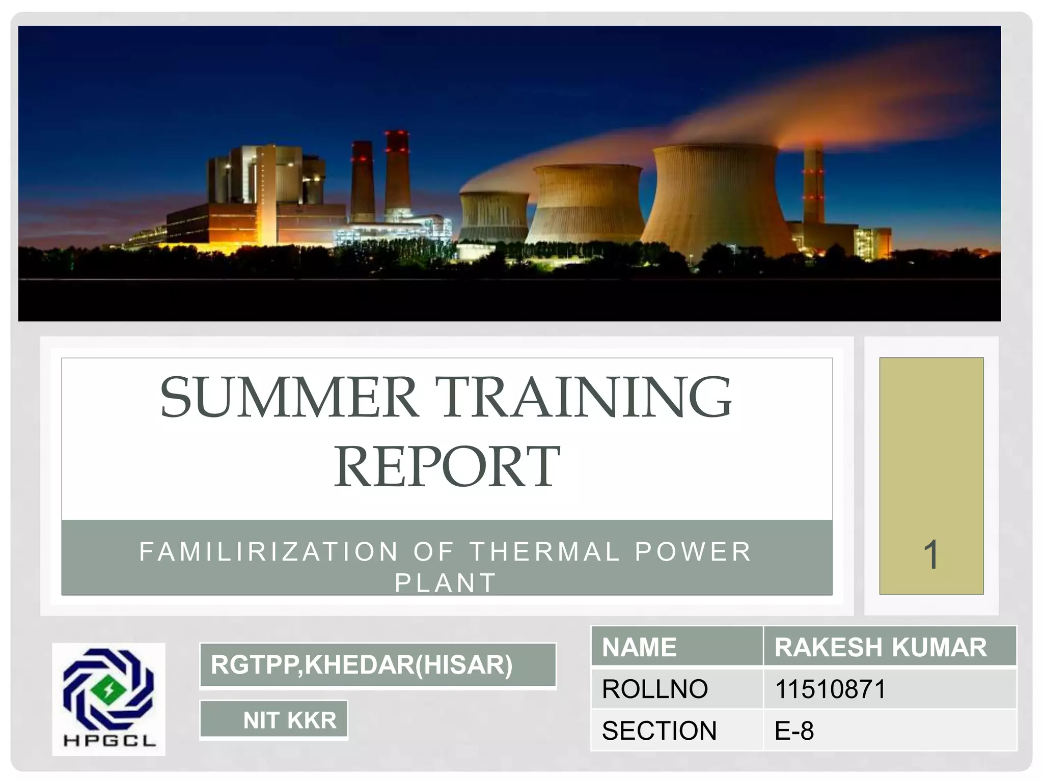 HPGCL Thermal power plant Summer Training report | PPTX