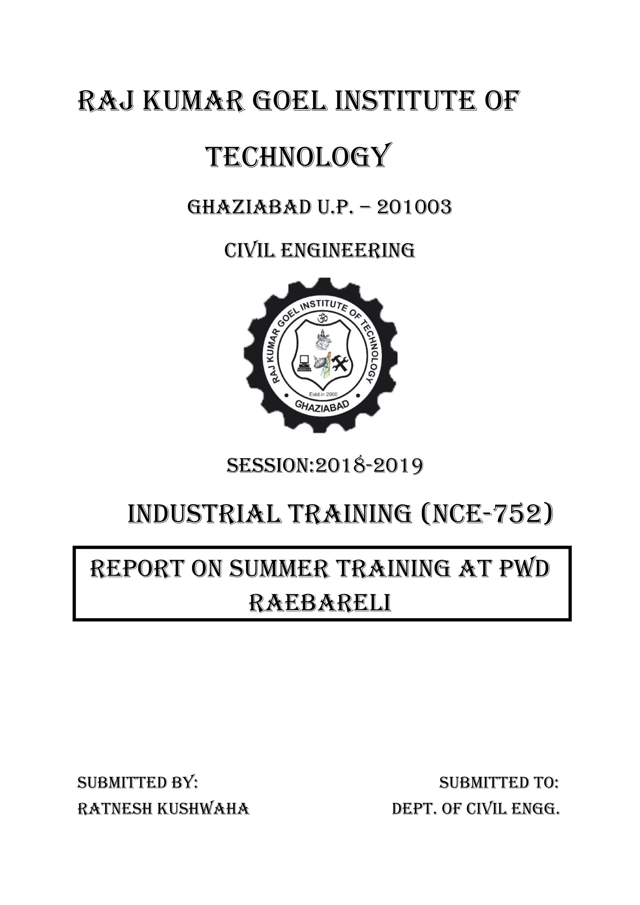 REPORT ON SUMMER TRAINING AT PWD(FLEXIBLE PAVEMENTS CONSTRUCTION) | PDF