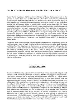 REPORT ON SUMMER TRAINING AT PWD(FLEXIBLE PAVEMENTS CONSTRUCTION) | PDF