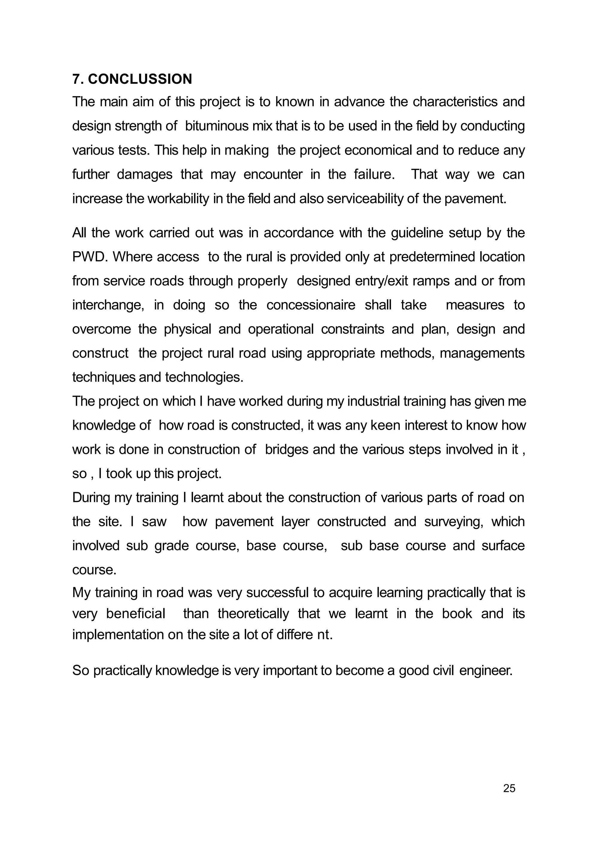 Training report of road construction | PPTX
