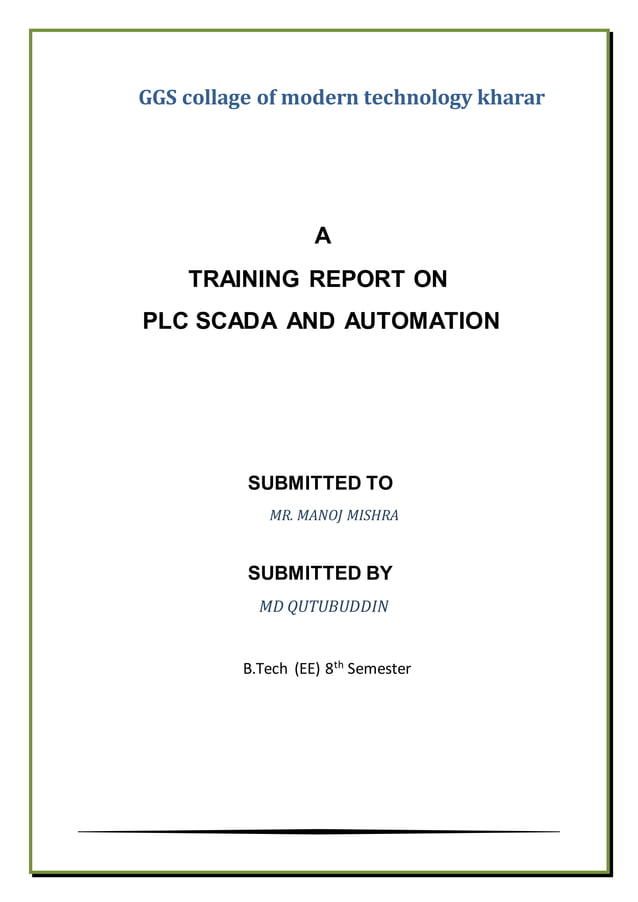 training report. automation,plc , scada | DOCX | Computing | Technology & Computing
