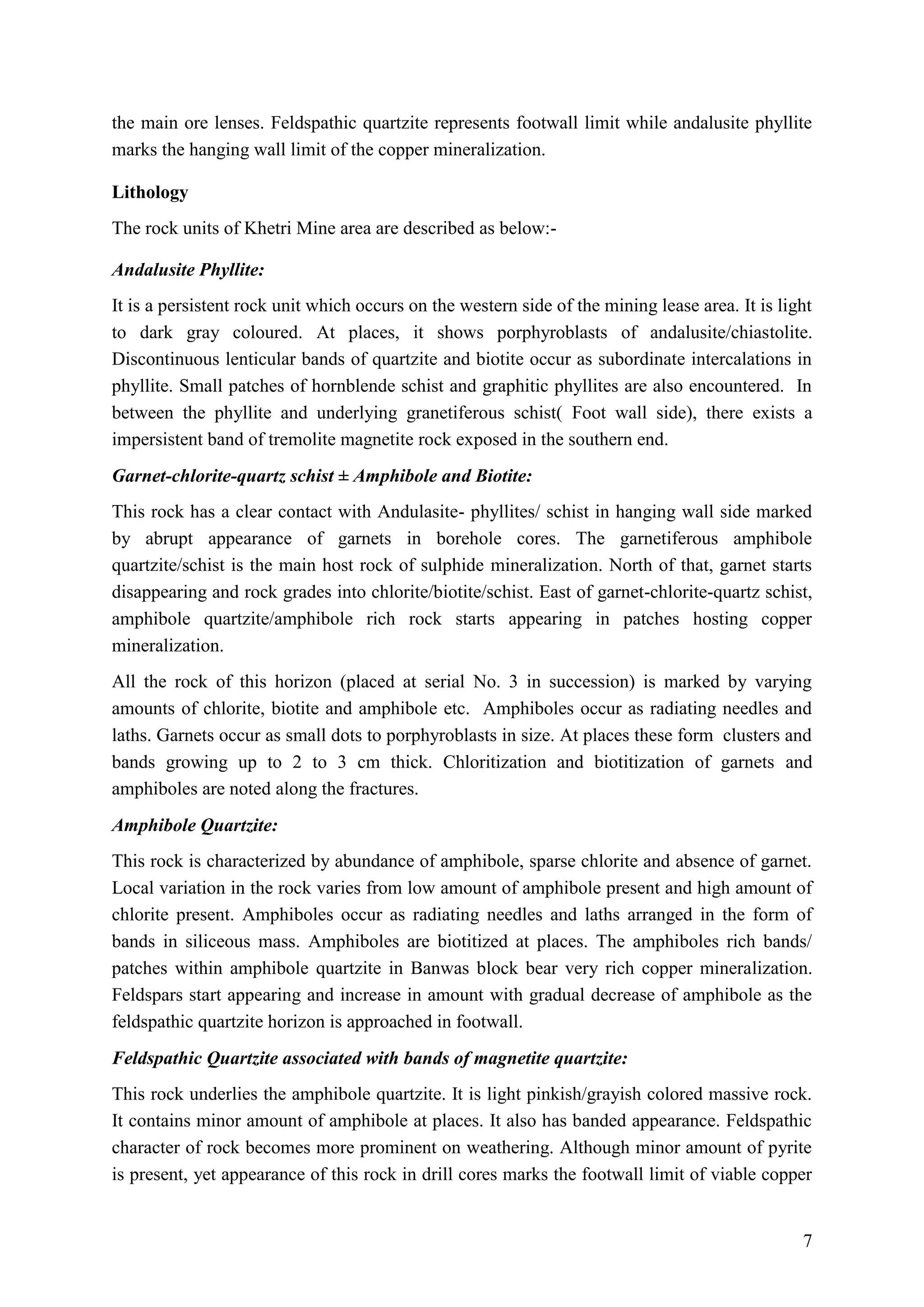 Traning report on Khetri Copper Mine | PDF