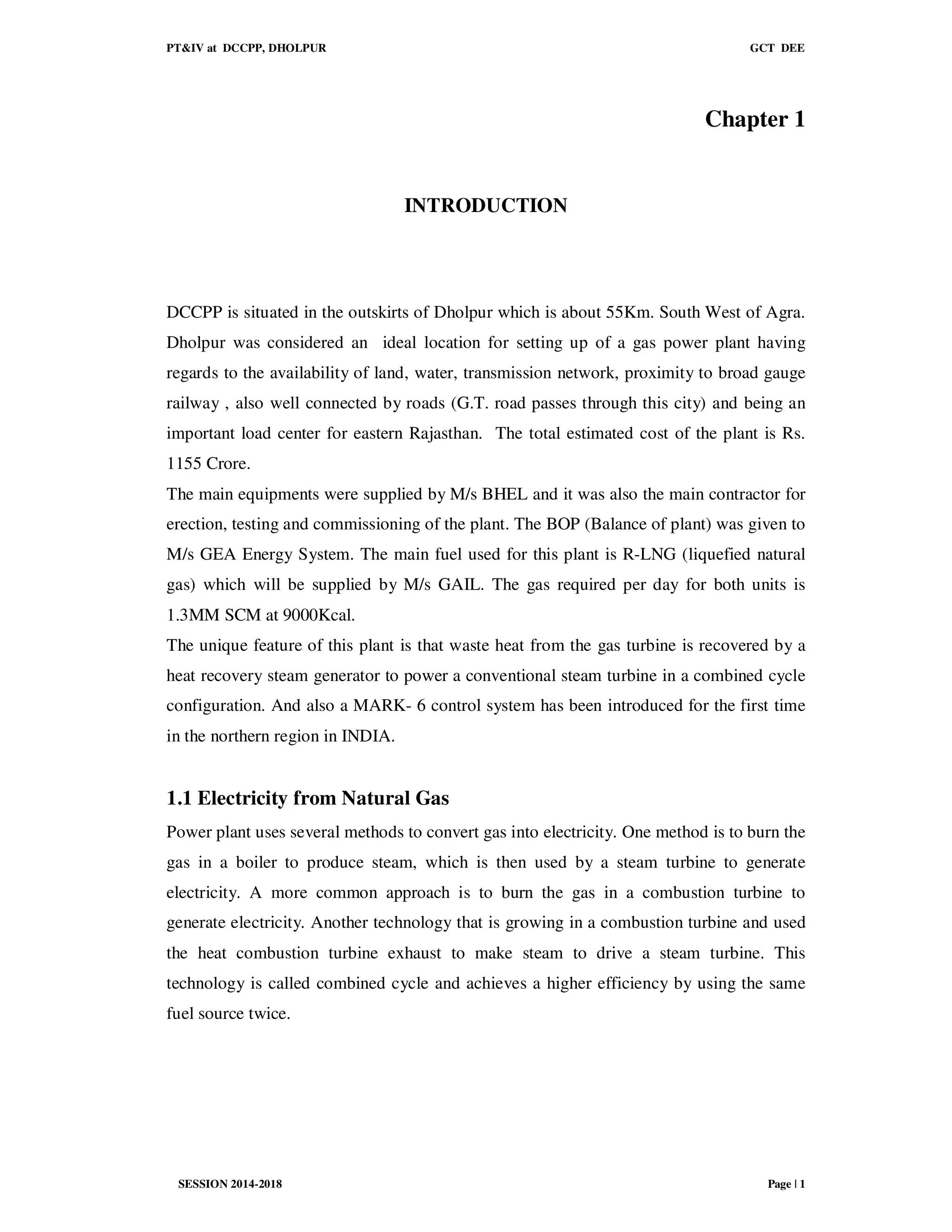 Training Report DCCPP, Dholpur | PDF