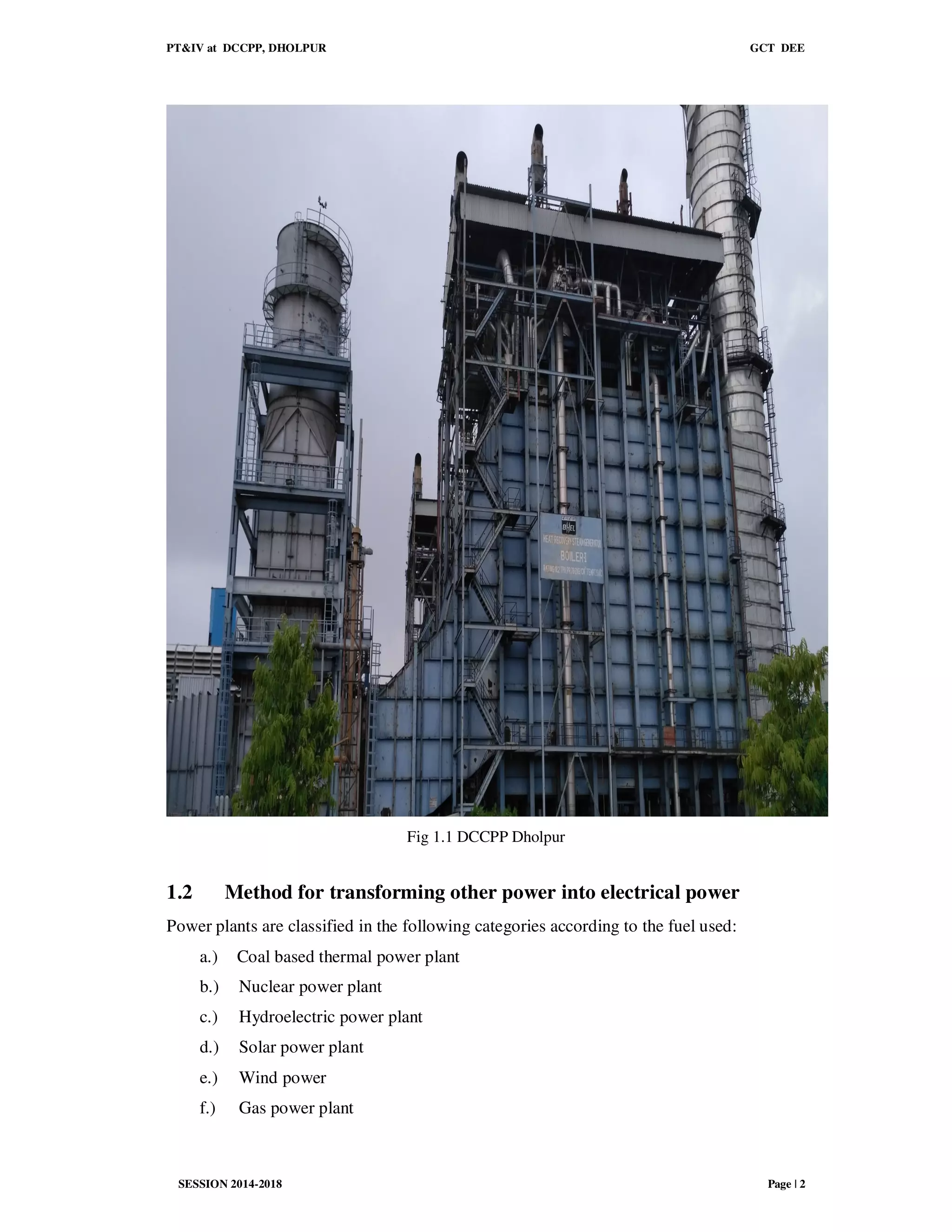 Training Report DCCPP, Dholpur | PDF