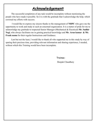 NHPC Training Report | PDF