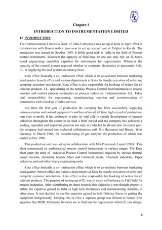 Instrumentation Limited (Summer Training report), Kota | PDF