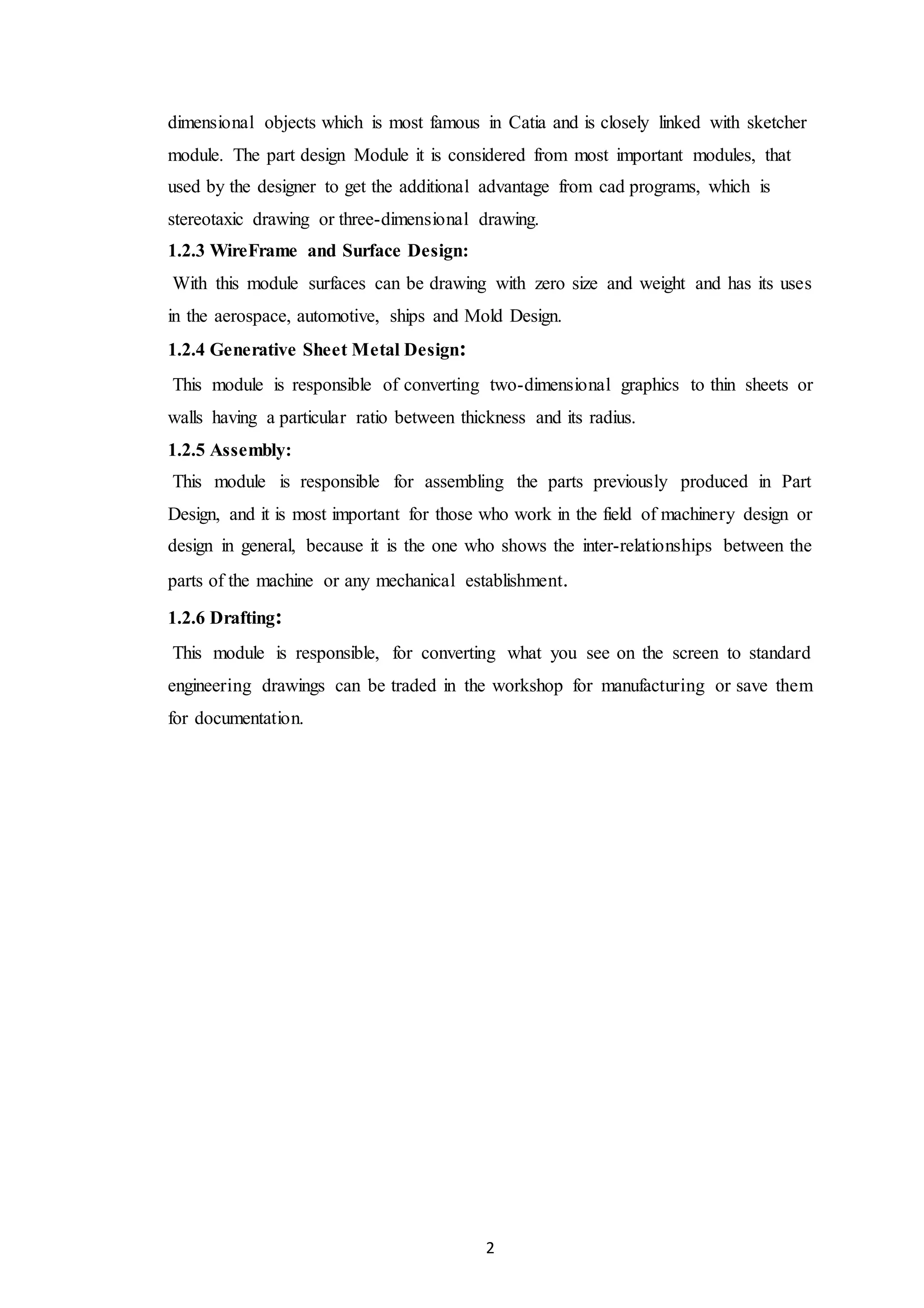 Training report on catia | DOCX