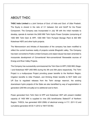 Training report on server THDC(Tehri hydro dam coorporation) | DOCX
