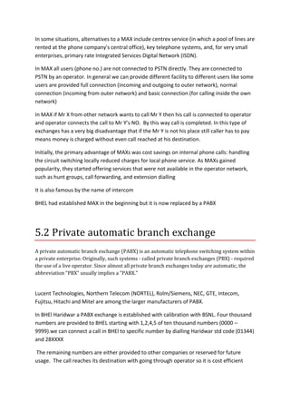 Training report on telecom exchange2 | DOCX