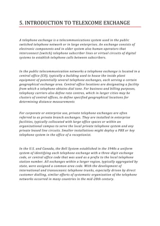 Training report on telecom exchange2 | DOCX