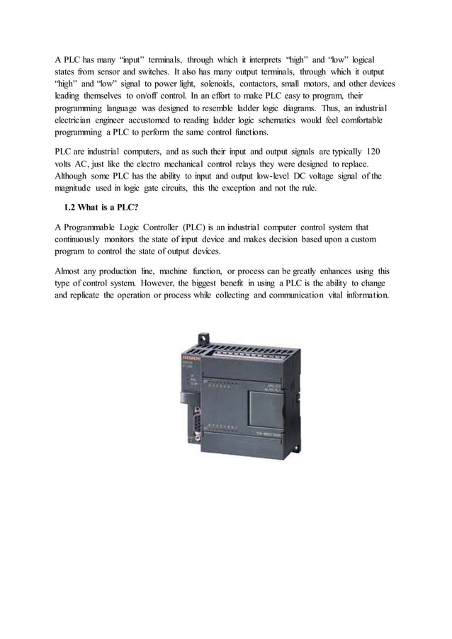 Training report of PLC | DOCX