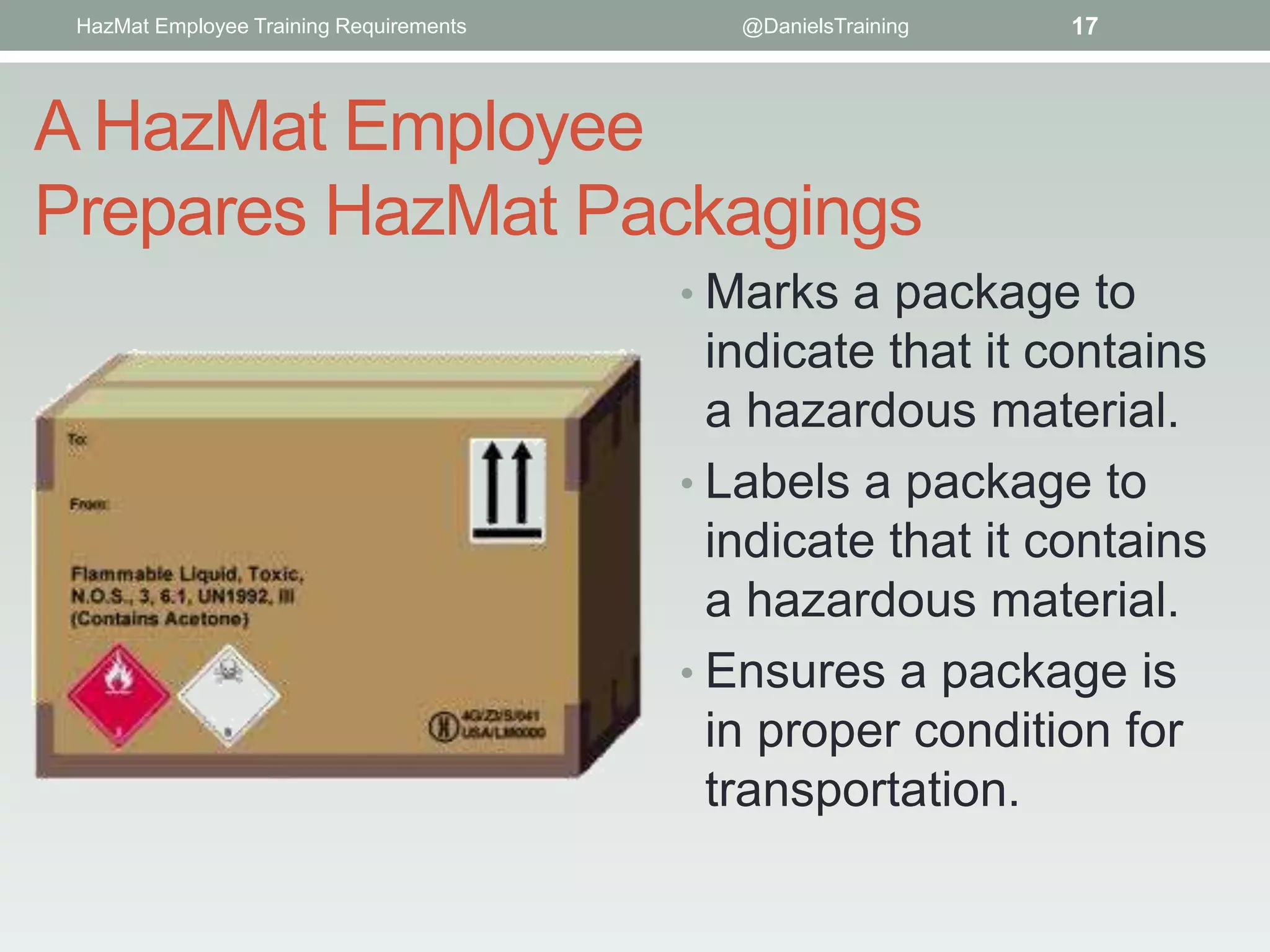 Training Requirements for HazMat Employees | PPTX