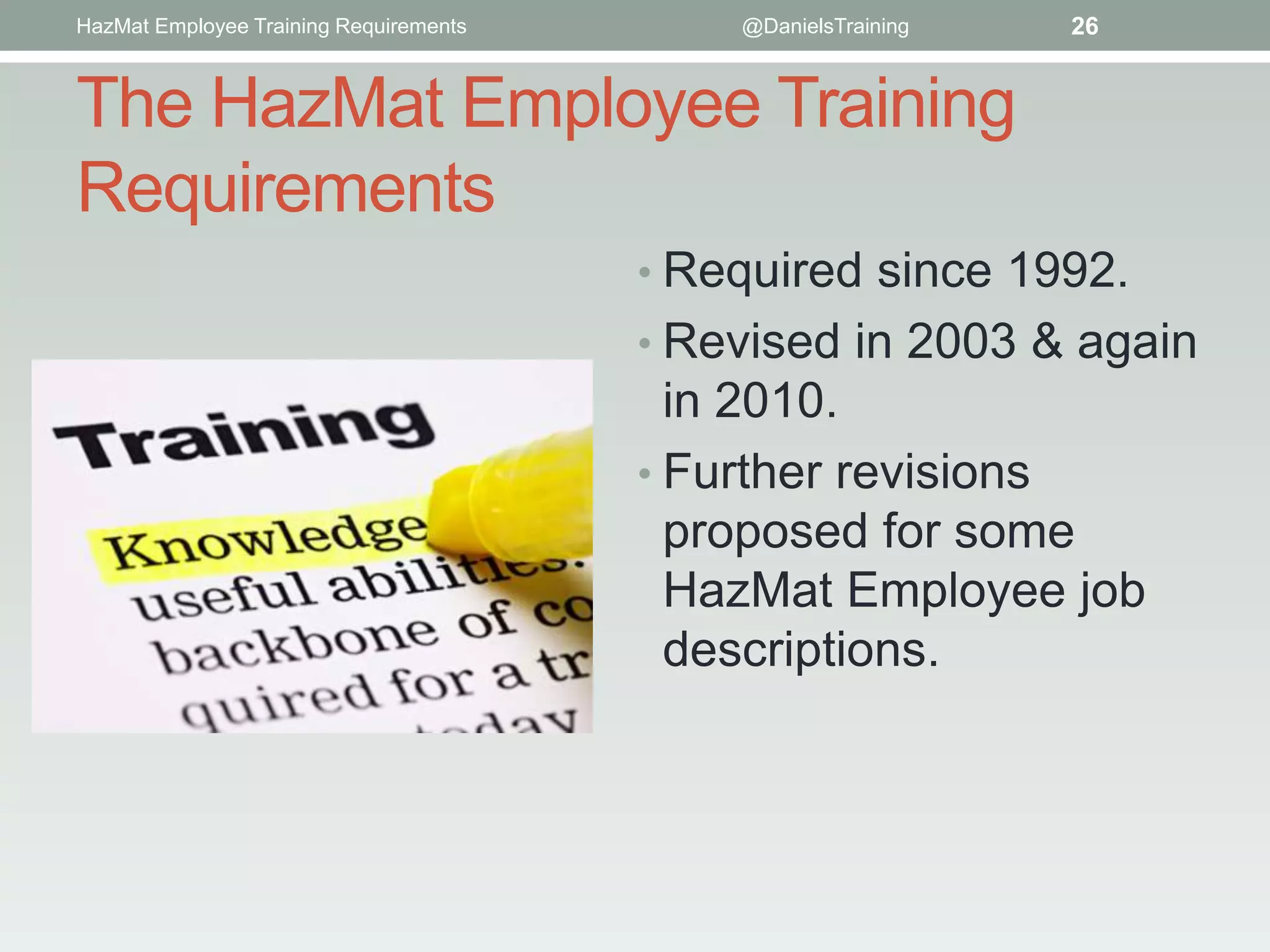 Training Requirements for HazMat Employees | PPTX