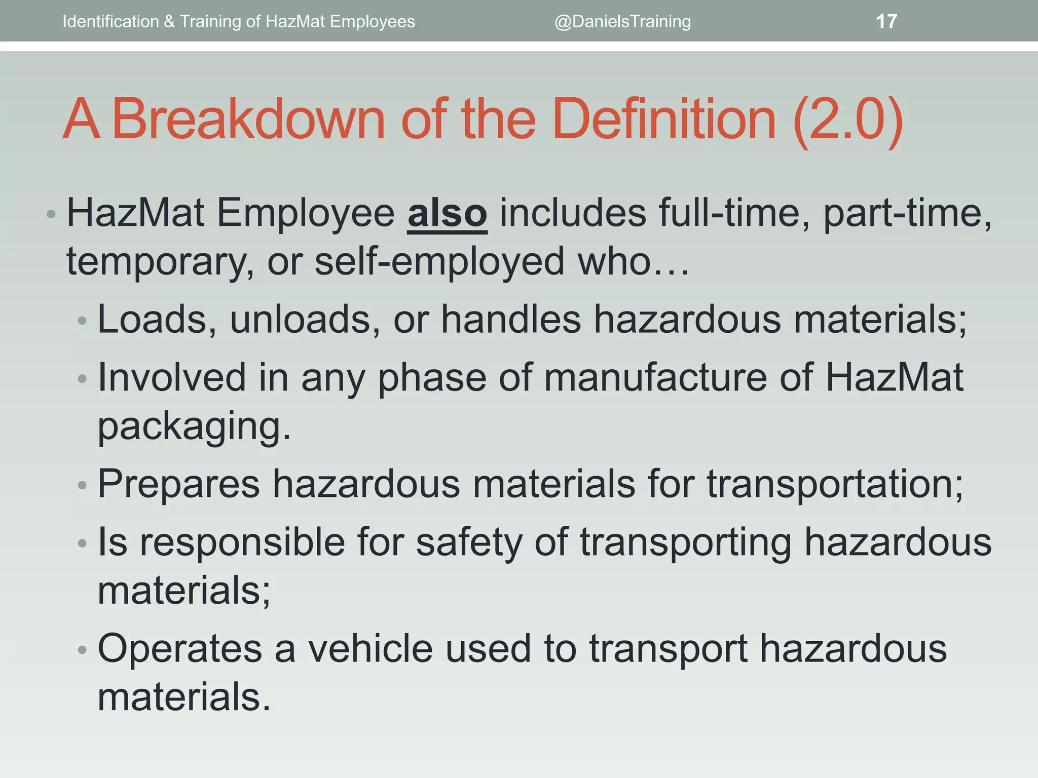Who or What is a HazMat Employee? | PPTX