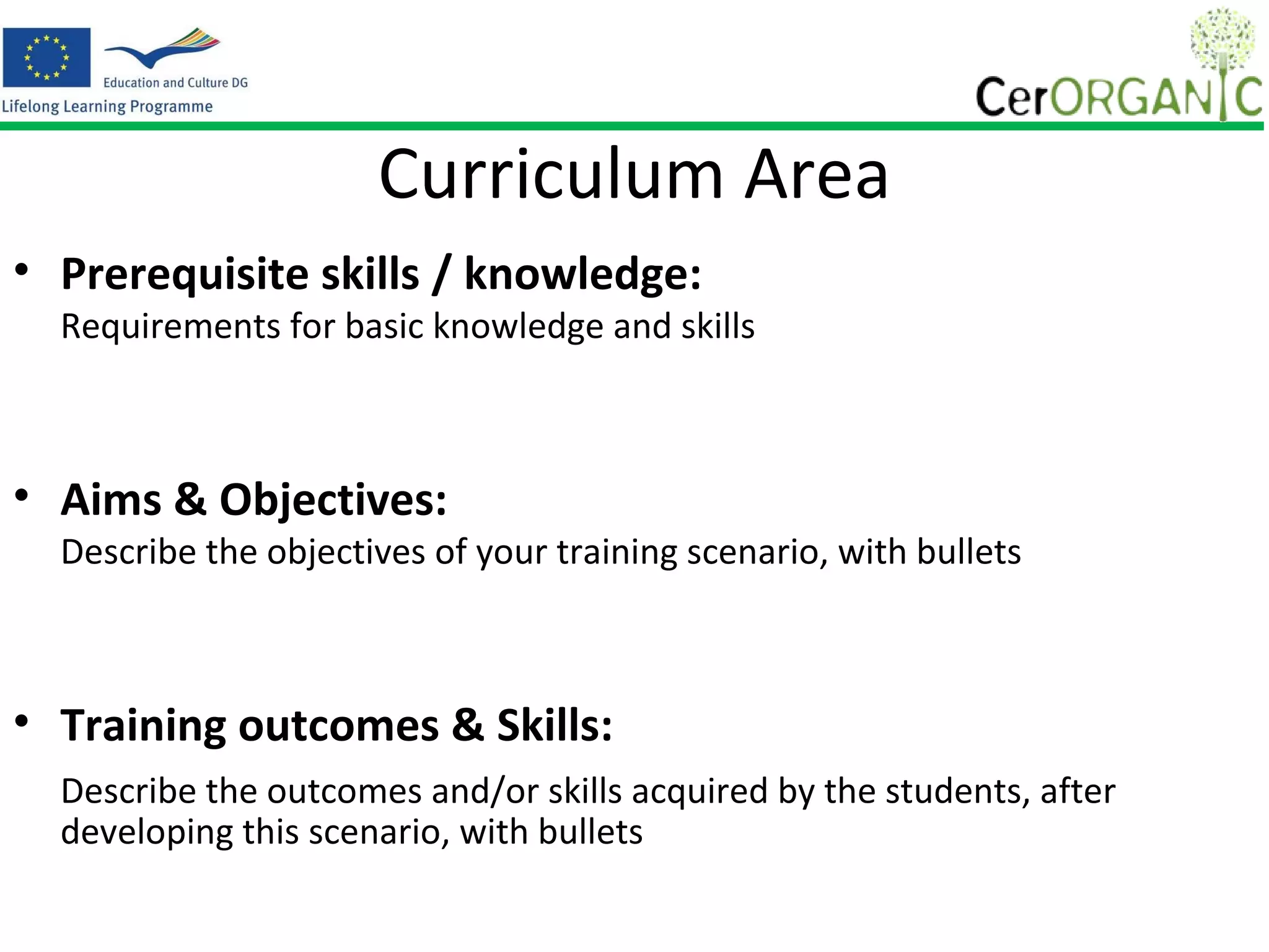 Template of a training scenario presentation | PPT