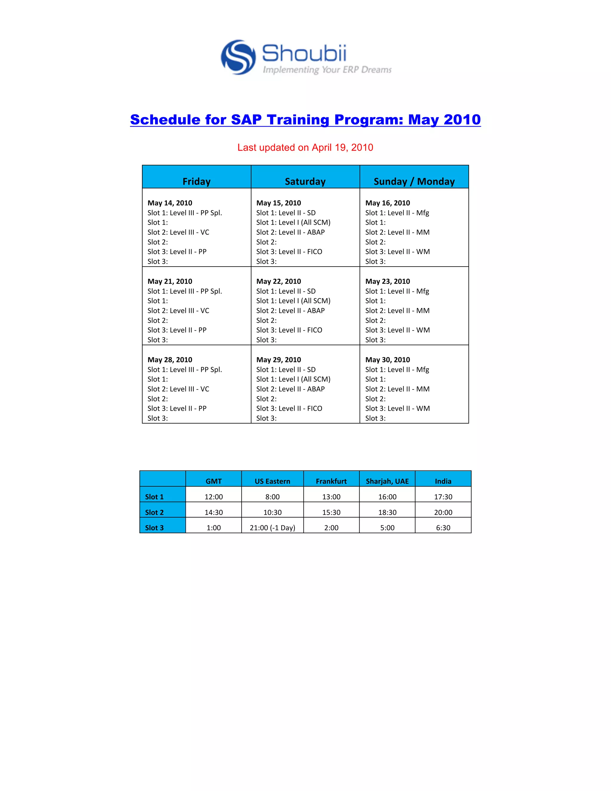 Training Schedule | PDF