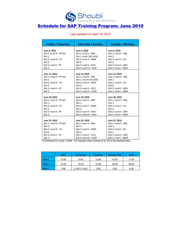 Training Schedule | PDF
